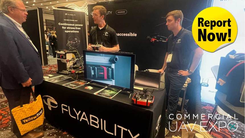 超音波の振動子を搭載ドローンFLYABILITY Elios 3 シリーズを展示[Commercial UAV EXPO] – DRONE